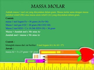 Massa atom, jumlah partikel, dan mol | PPTX