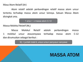 Massa atom, jumlah partikel, mol | PPTX