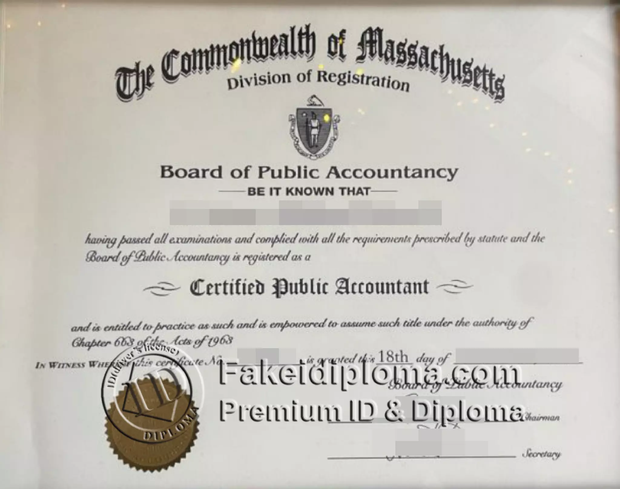 Massachusetts CPA certificate | PPT