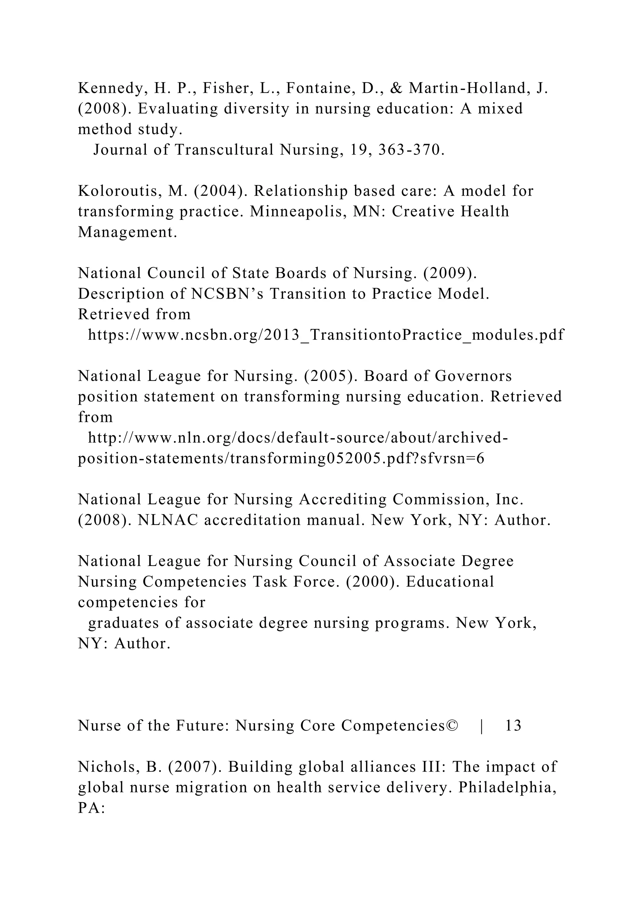 Massachusetts Nurse of the FutureNursing Core Competencies©.docx