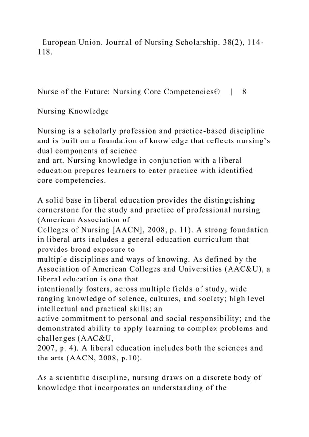 Massachusetts Nurse of the FutureNursing Core Competencies©.docx ...