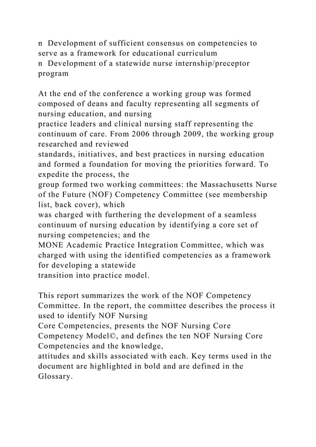 Massachusetts Nurse of the FutureNursing Core Competencies©.docx | Healthcare Industry | Industries