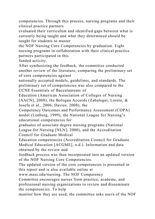 Massachusetts Nurse of the FutureNursing Core Competencies©.docx | Healthcare Industry | Industries