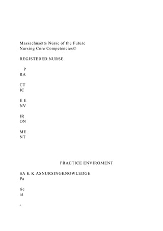 Massachusetts Nurse of the FutureNursing Core Competencies©.docx