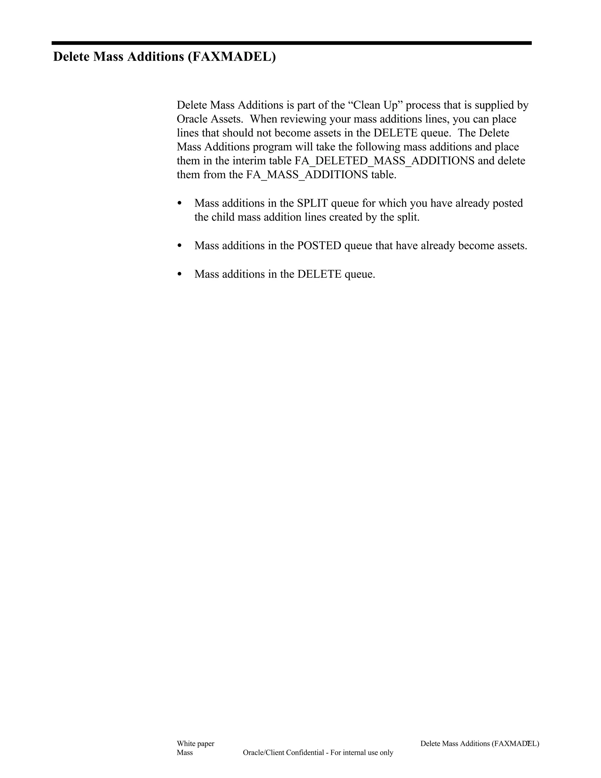 Mass Additions | PDF