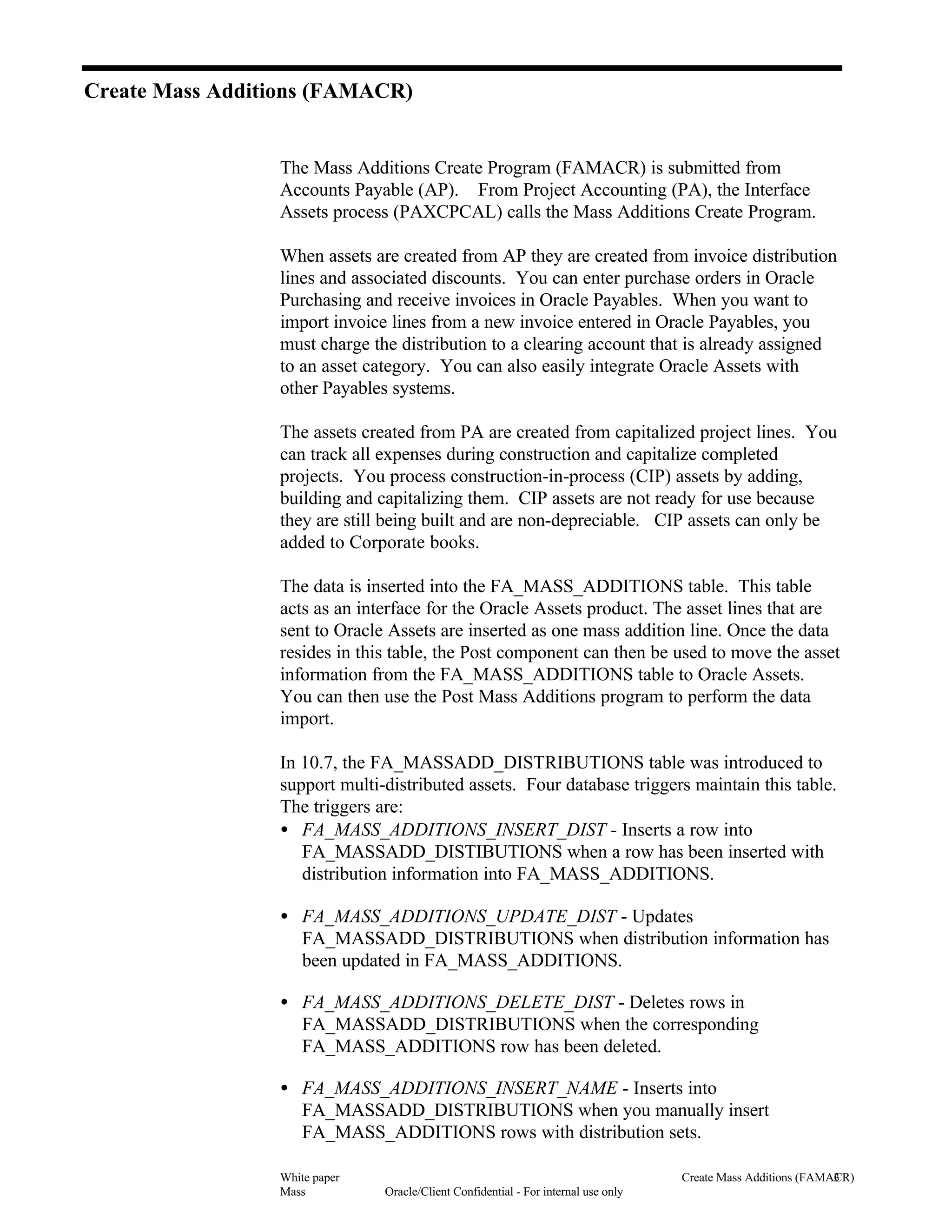 Mass Additions | PDF