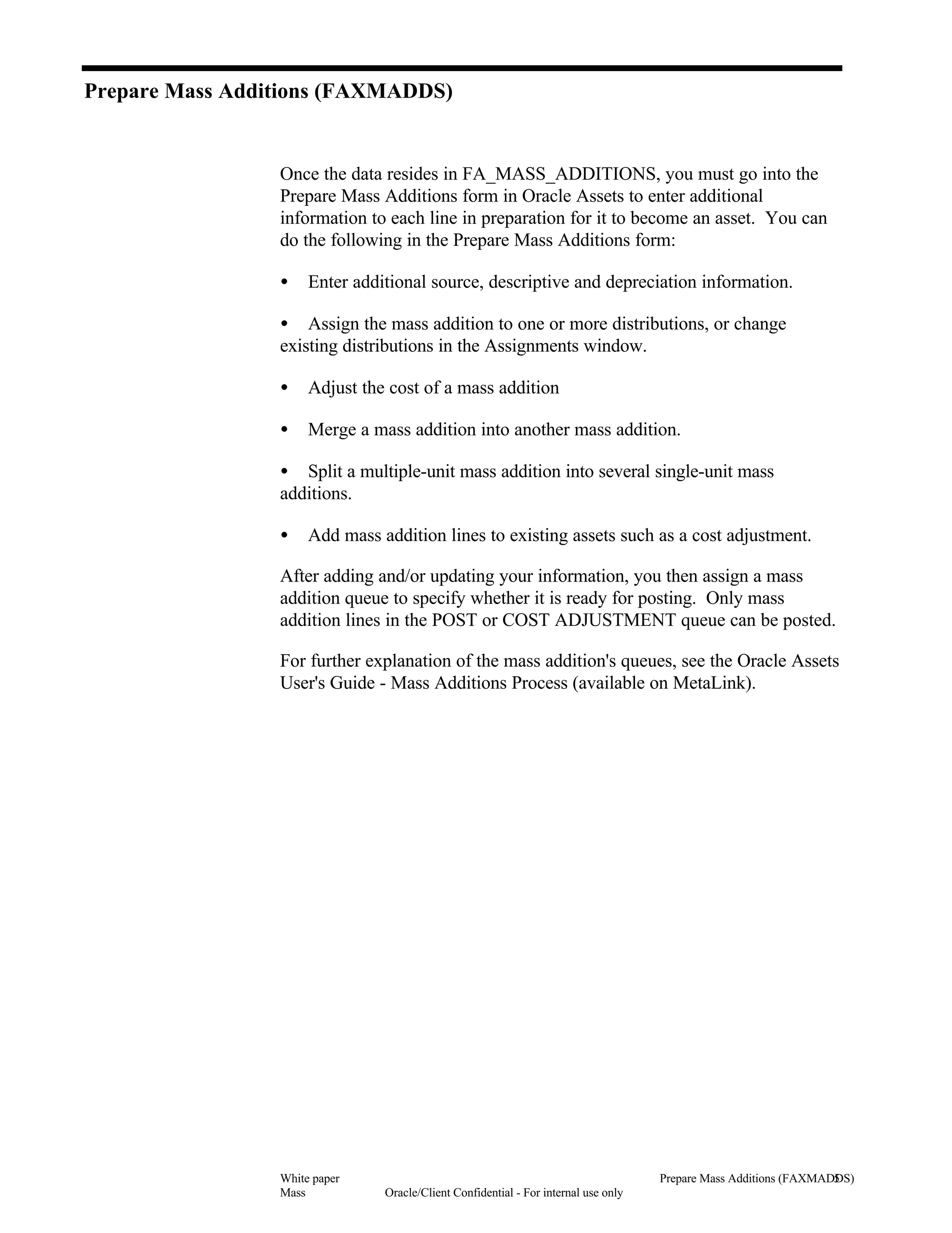 Mass Additions | PDF