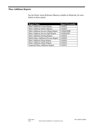 Mass Additions | PDF