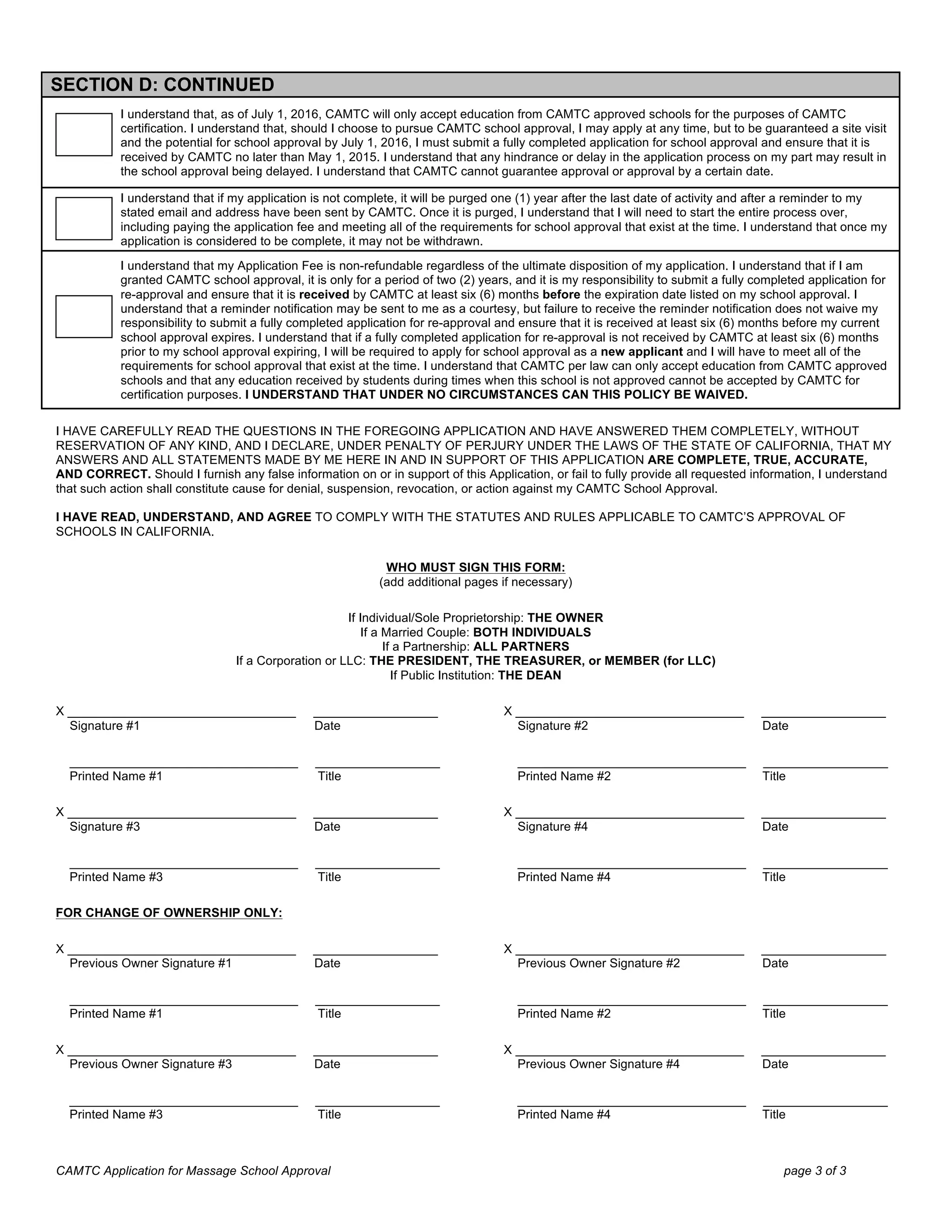 California Massage Therapy Council Application for Massage School ...