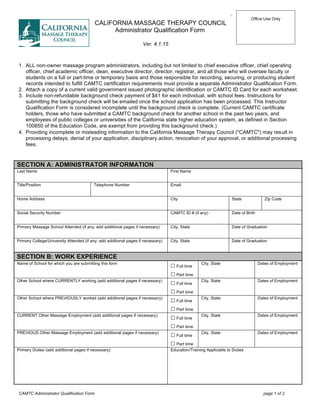 California Massage Therapy Council Application for Massage School ...