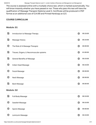 Massage Therapist Diploma Level 3 - LIBM | PDF