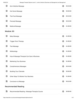 Massage Therapist Diploma Level 3 - LIBM | PDF