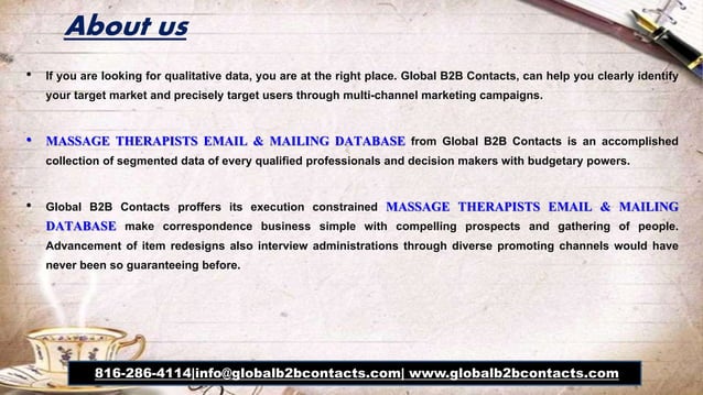 Massage therapists email & mailing database | PPTX | Email | Internet