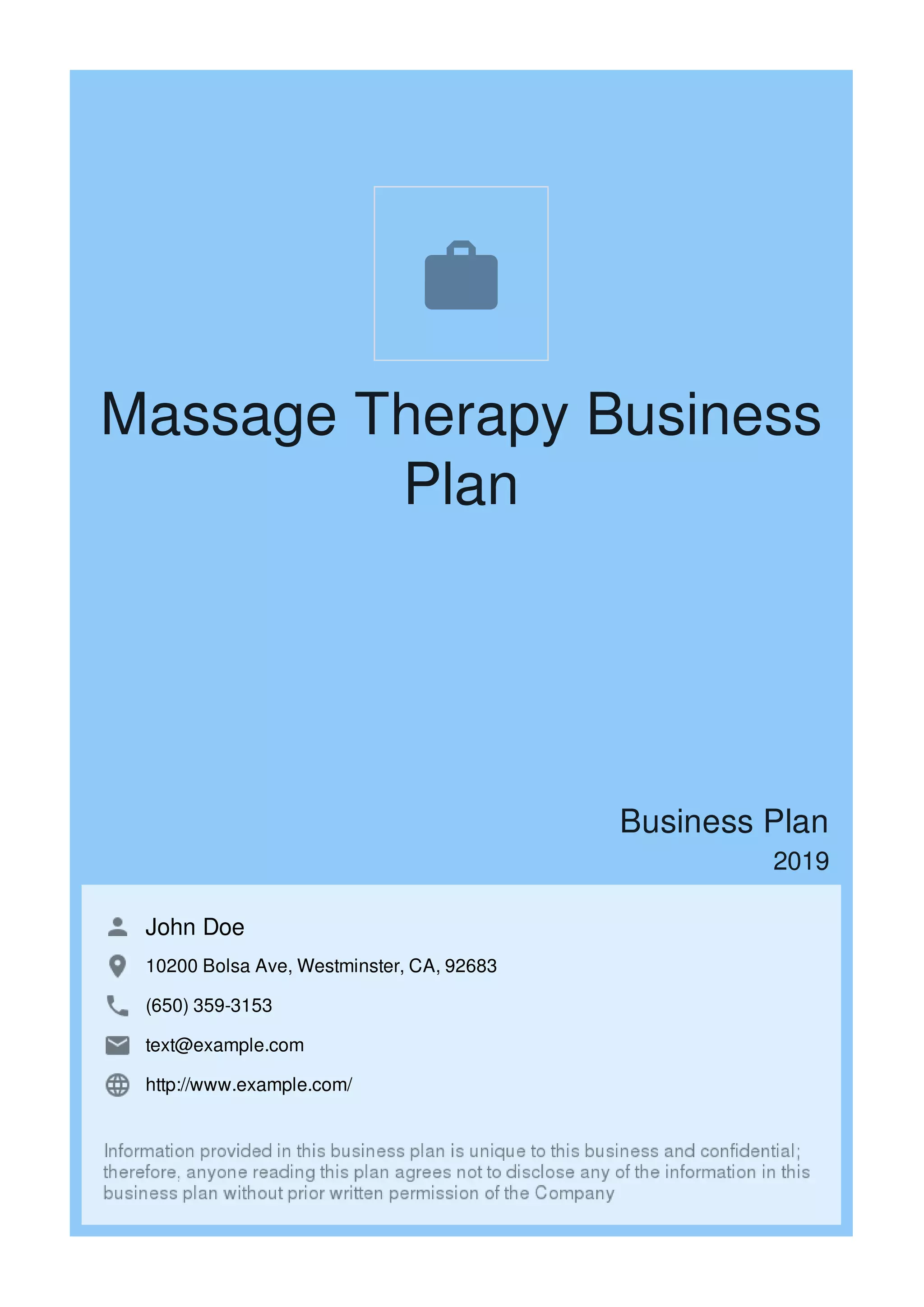 Massage therapy business plan example | PDF