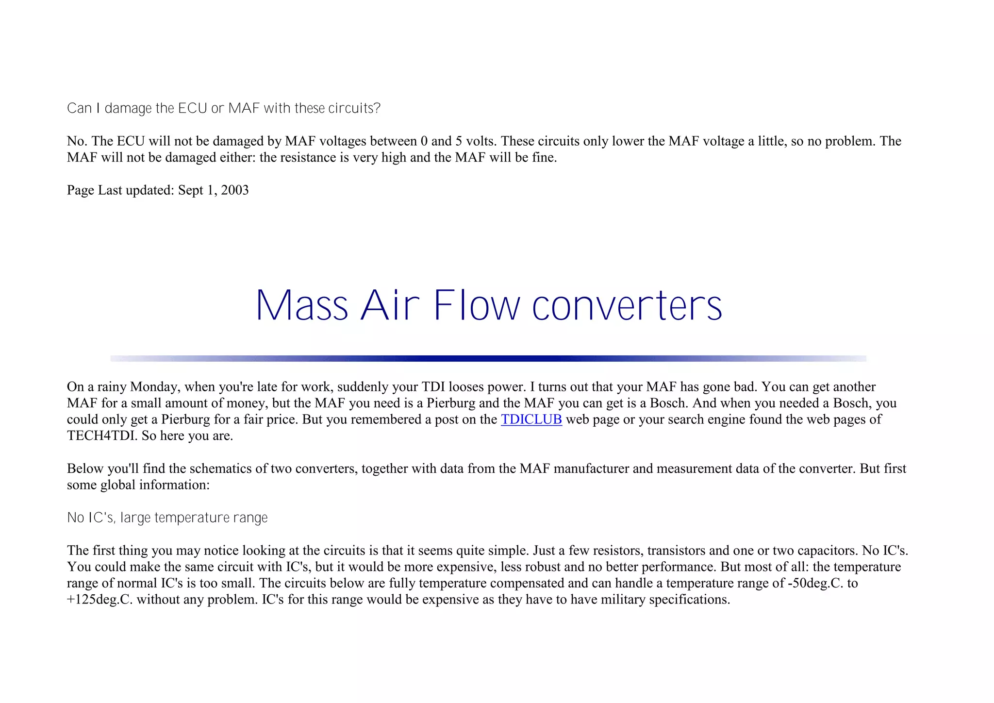 Mass air flowsensor | PDF