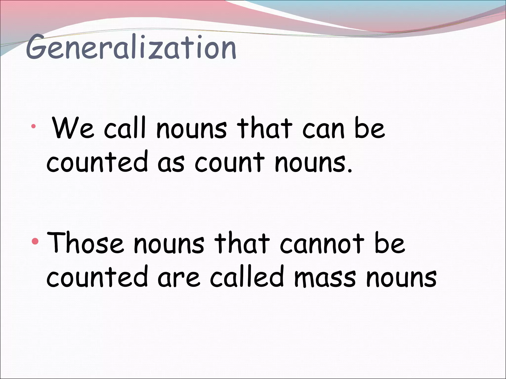 Mass and count nouns | PPT