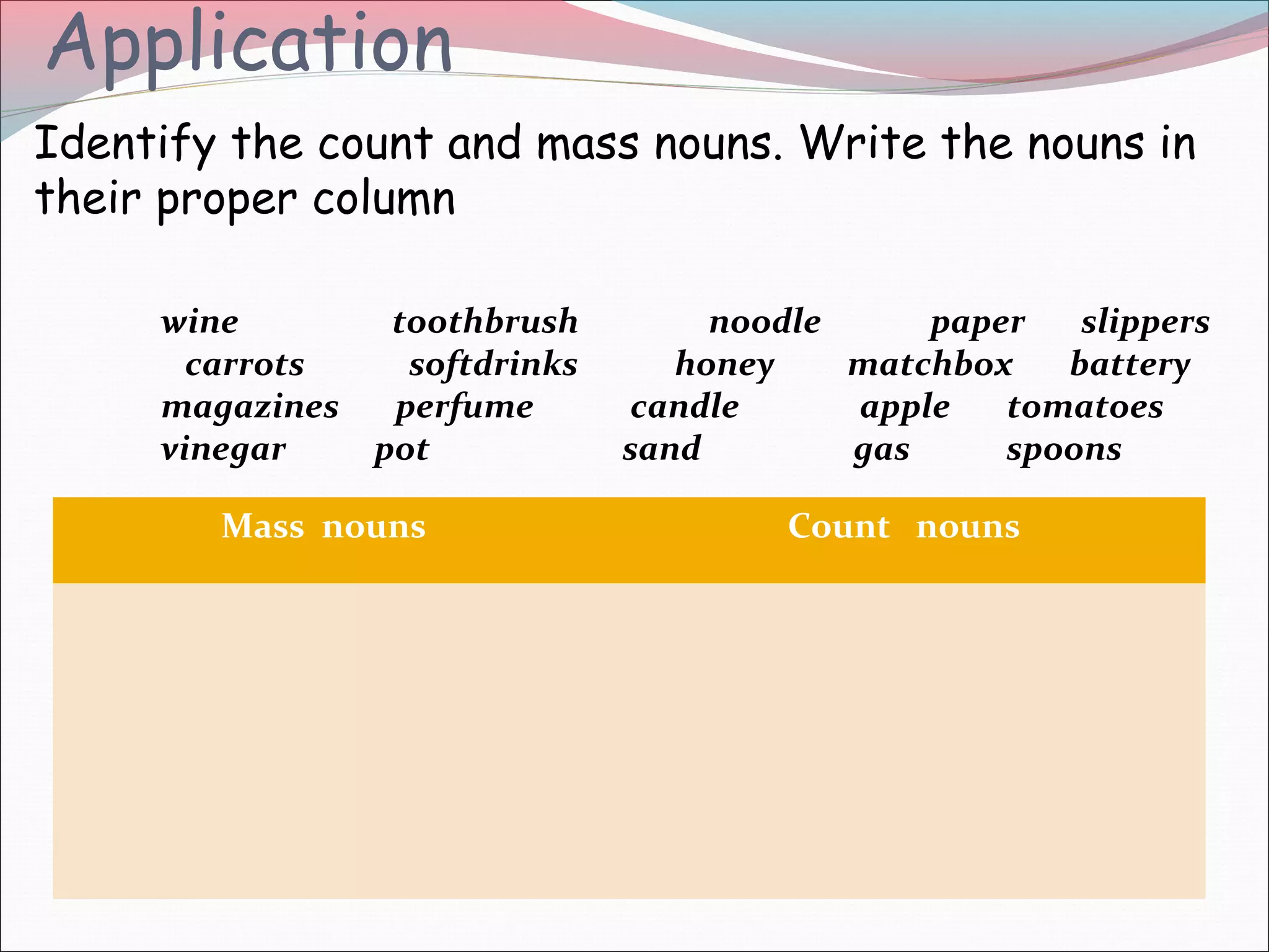Mass and count nouns | PPT