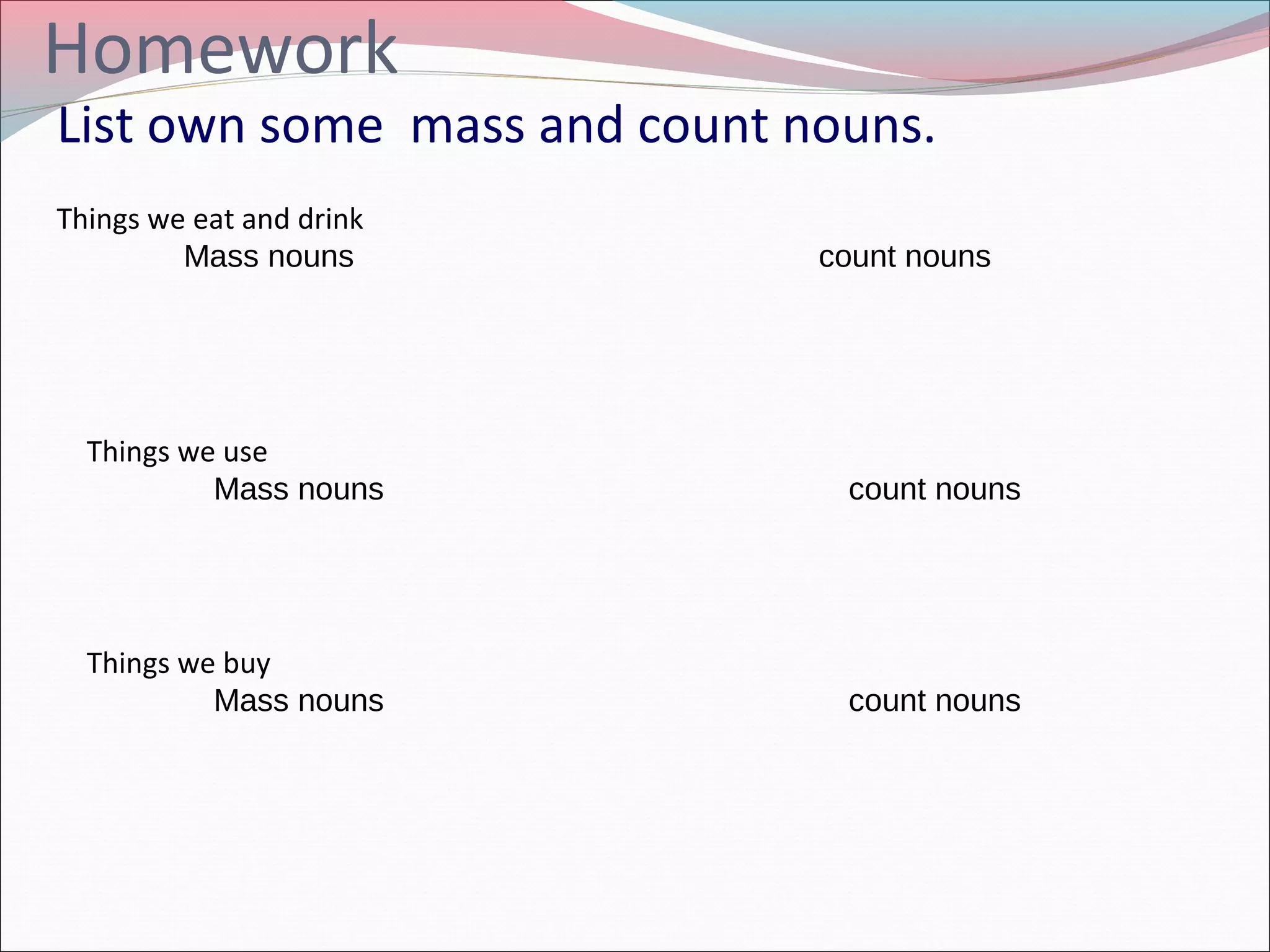 Mass and count nouns | PPT