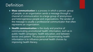 HEALTH COMMUNICATION & MASS MEDIA IN PUBLIC HEALTH | PPTX