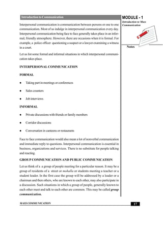 Mass Communication unit 1 | PDF