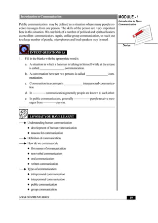 Mass Communication unit 1 | PDF