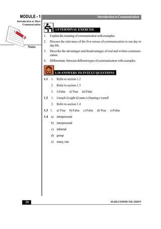 Mass Communication unit 1 | PDF