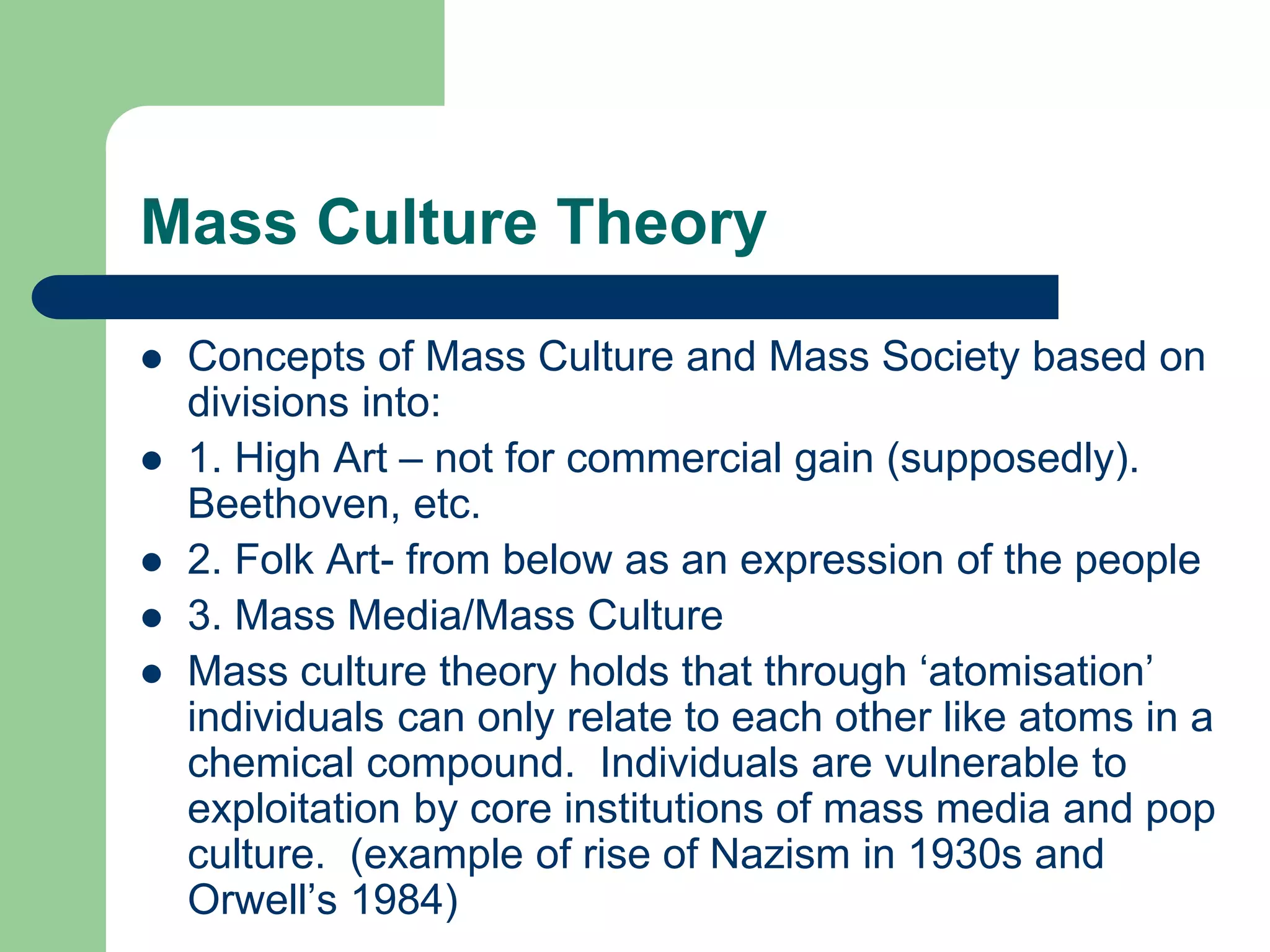 Mass culture theory 2013 | PDF