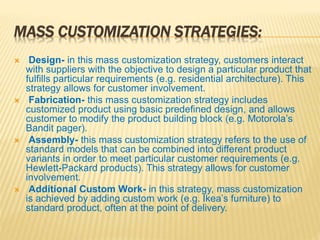 Mass customization and strategies | PPTX