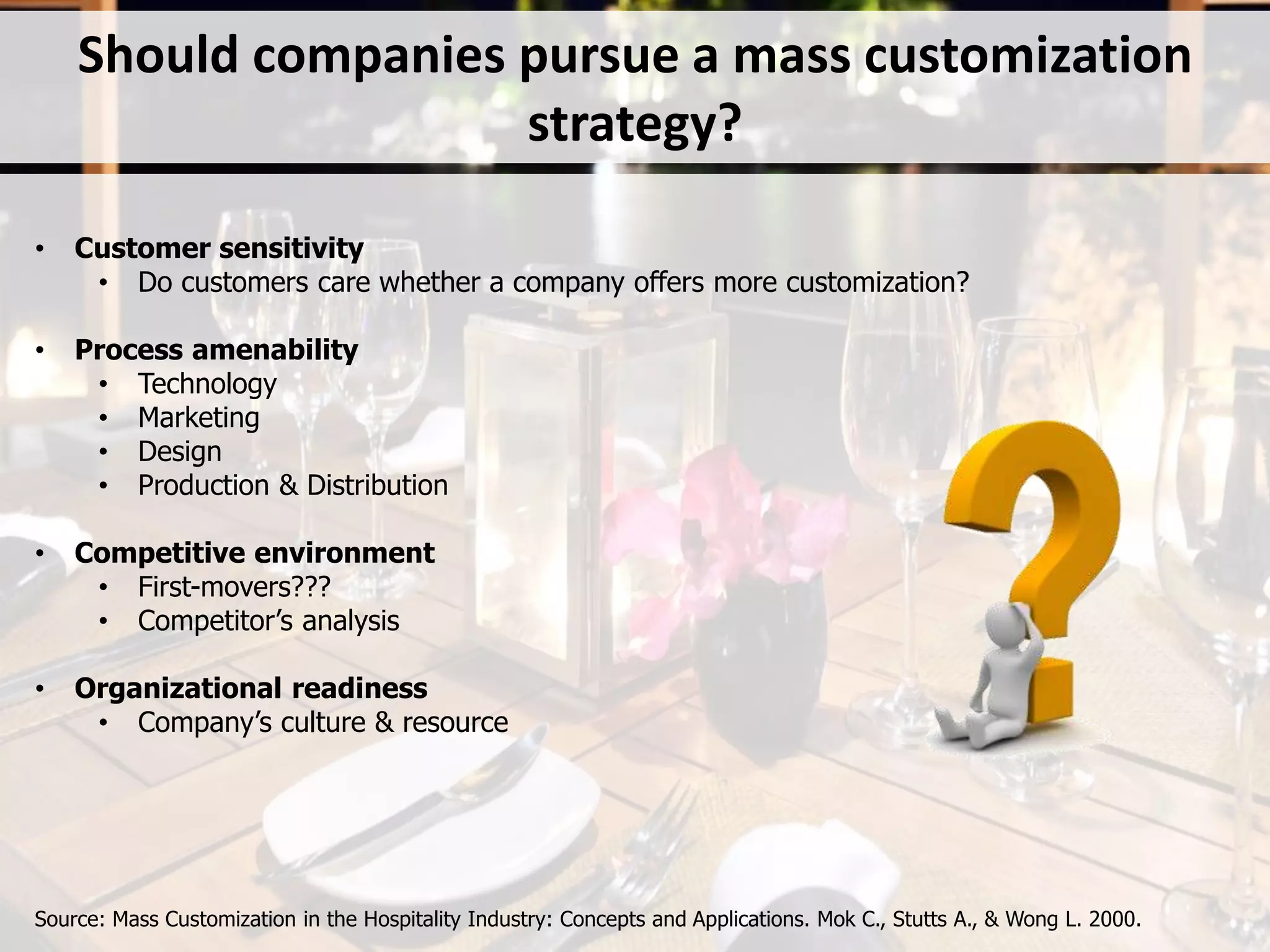 Mass customization in the hospitality industry | PPTX