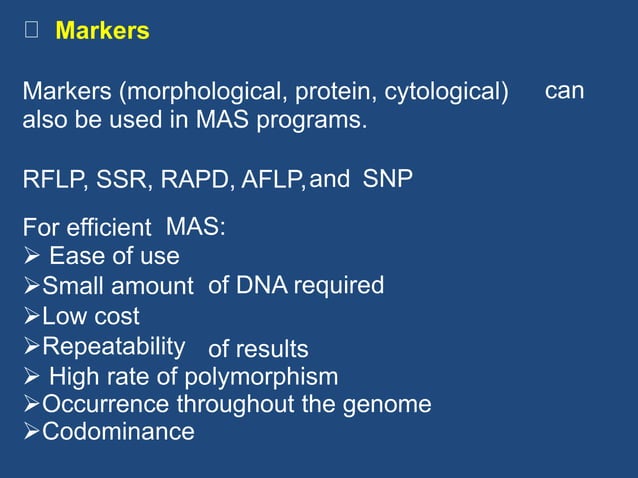 MAS ( Marker Assisted Selection) | PPT