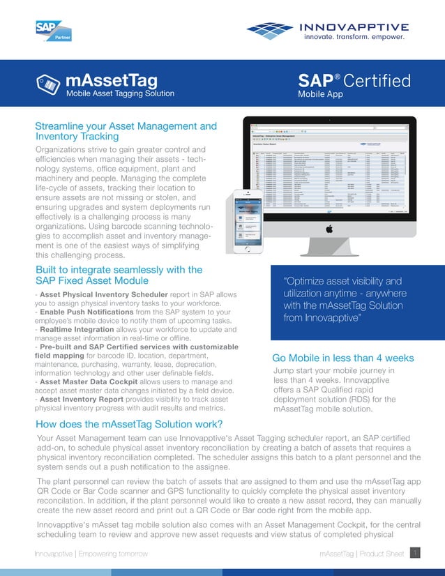 Innovapptive's Mobile Asset Tagging Solution | PDF