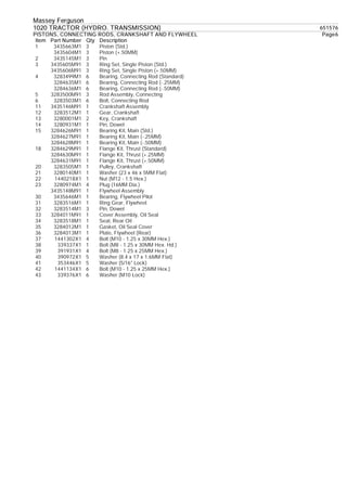 Massey ferguson 1020 tractor (hydro. transmission) parts catalogue ...
