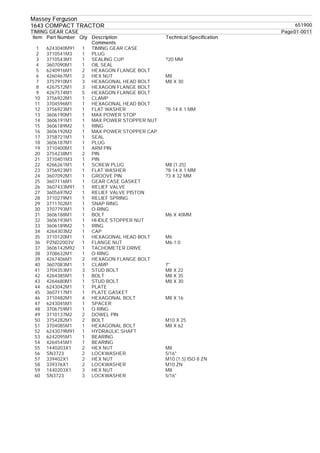 Massey ferguson 1643 compact tractor parts catalogue manual | PDF