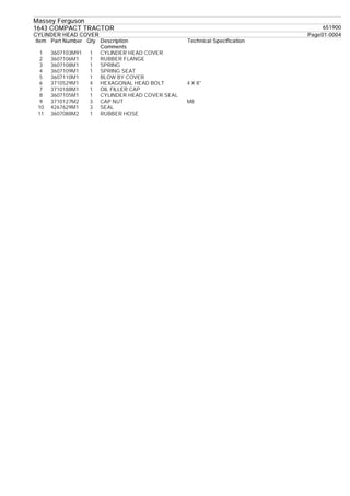 Massey ferguson 1643 compact tractor parts catalogue manual | PDF