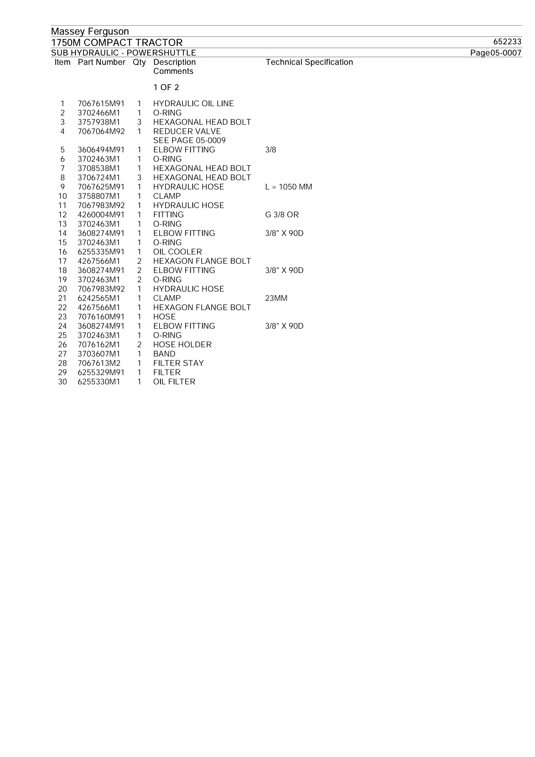 Massey ferguson 1750 m compact tractor parts catalogue manual | PDF
