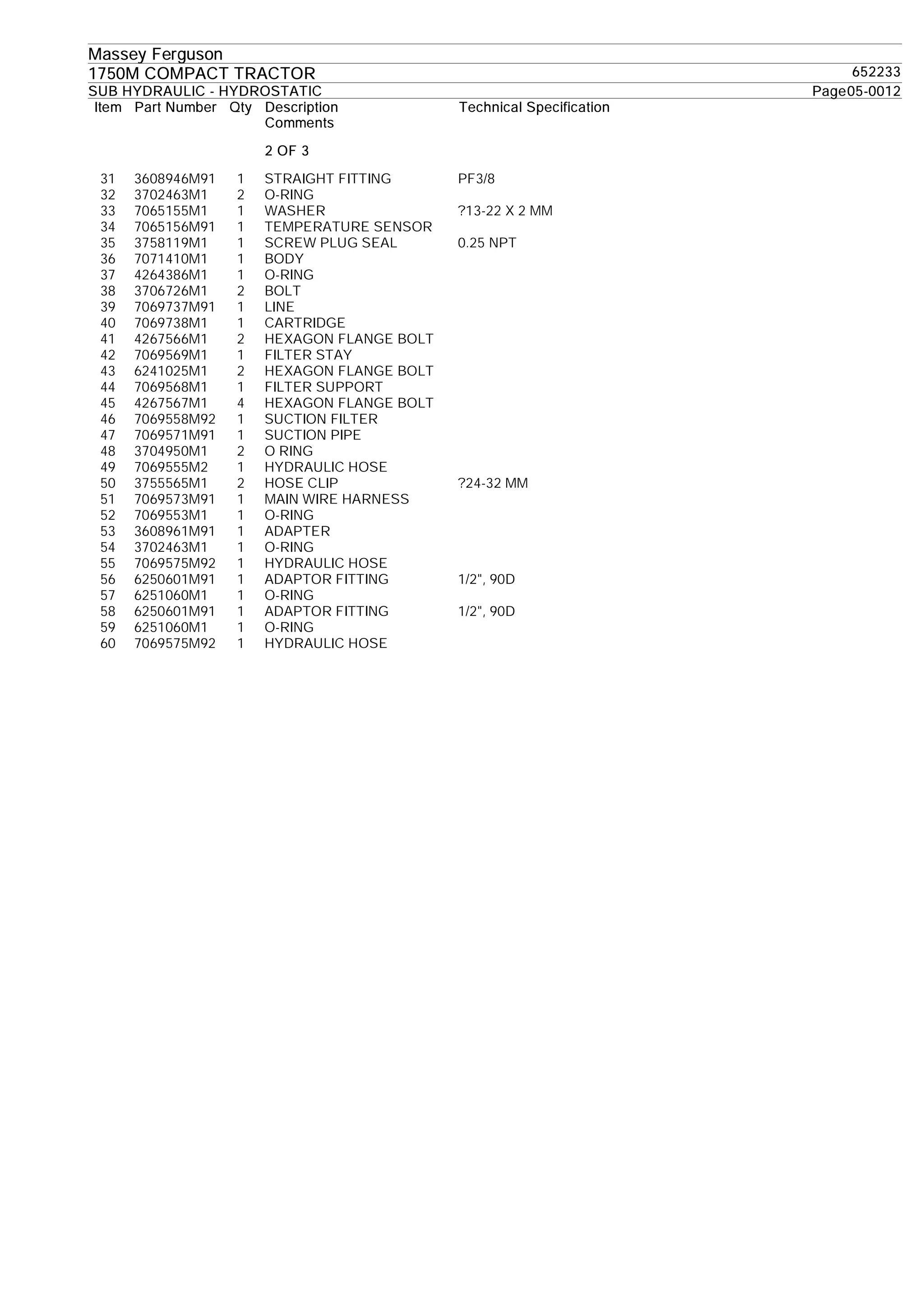 Massey ferguson 1750 m compact tractor parts catalogue manual | PDF