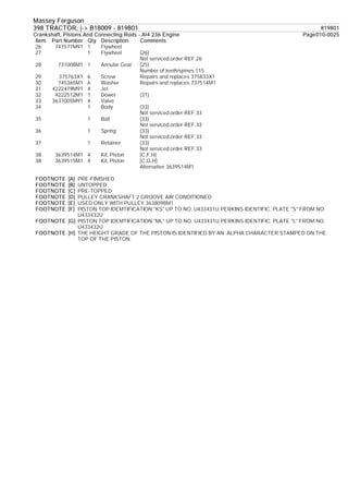 Massey ferguson 398 tractor, b18009 parts catalogue manual | PDF