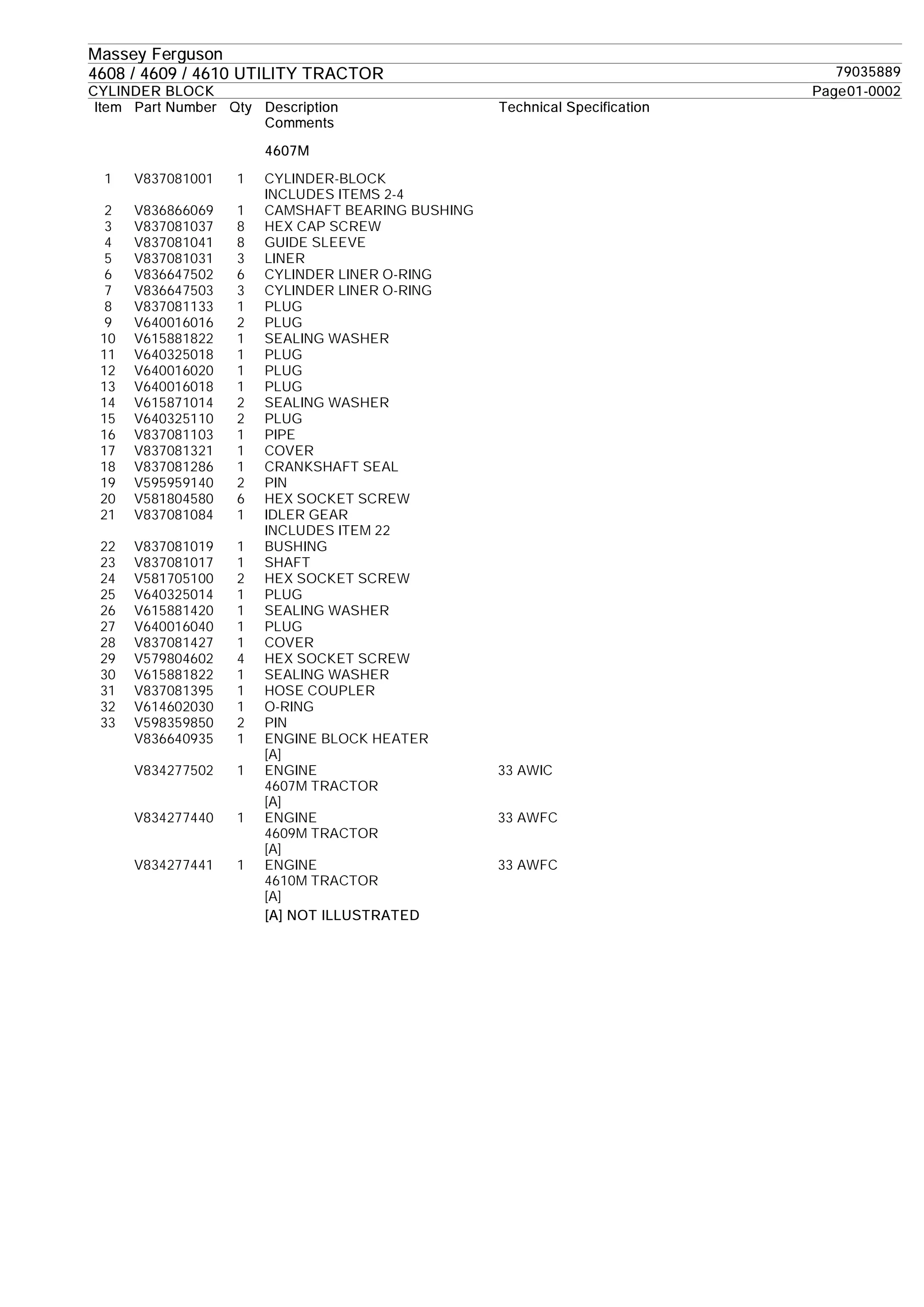 Massey ferguson 4610 utility tractor service parts catalogue manual ...
