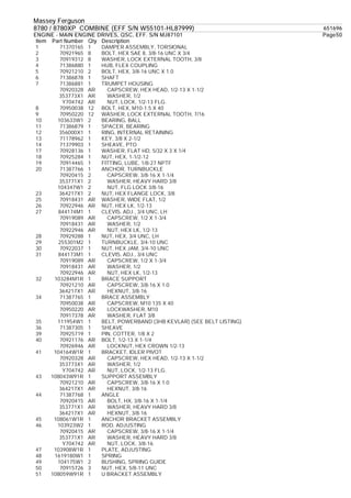 Massey ferguson 8780 8780 xp combine (eff sn w55101 hl87999) parts ...