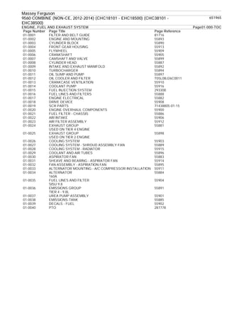 Massey ferguson 9560 combine (non ce, 2012-2014) (chc18101 - ehc18500 ...