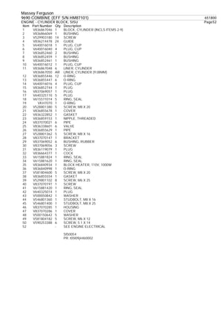 Massey ferguson 9690 combine (eff sn hm87101) parts catalogue manual | PDF