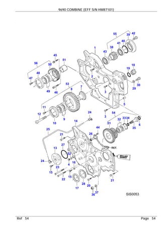 Massey ferguson 9690 combine (eff sn hm87101) parts catalogue manual | PDF