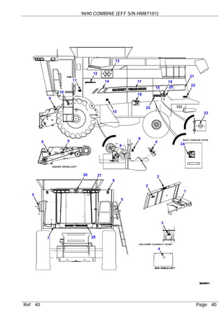 Massey ferguson 9690 combine (eff sn hm87101) parts catalogue manual | PDF