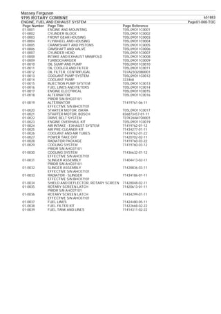 Massey ferguson 9795 rotary combine parts catalogue manual | PDF