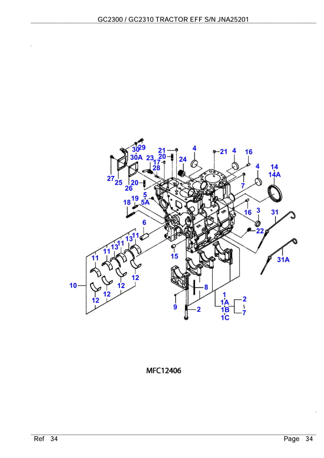 Massey ferguson gc2310 tractor (eff sn jna25201) parts catalogue manual | PDF