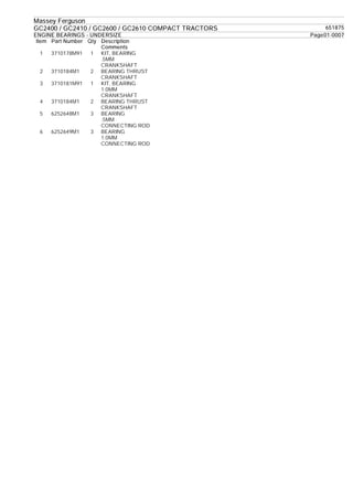 Massey ferguson gc2600 compact tractors parts catalogue manual | PDF