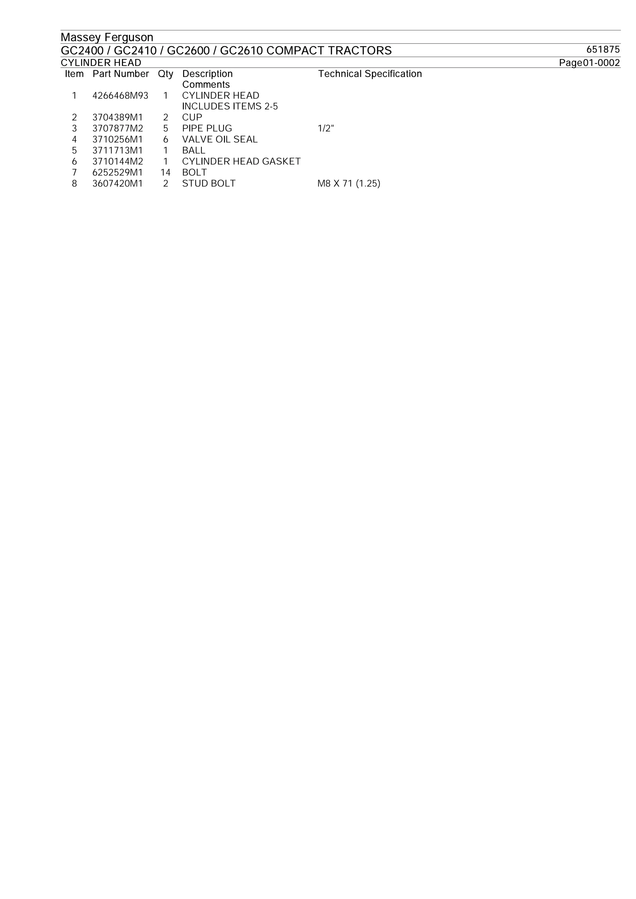 Massey ferguson gc2600 compact tractors parts catalogue manual | PDF