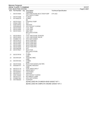 Massey ferguson ideal class 7 combine parts catalogue manual | PDF