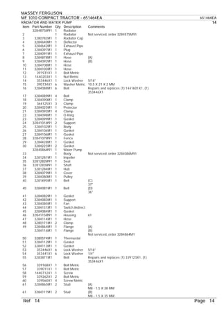 Massey ferguson mf 1010 compact tractor parts catalogue manual | PDF