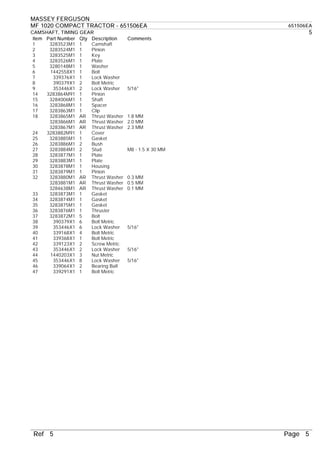 Massey ferguson mf 1020 compact tractor parts catalogue manual | PDF